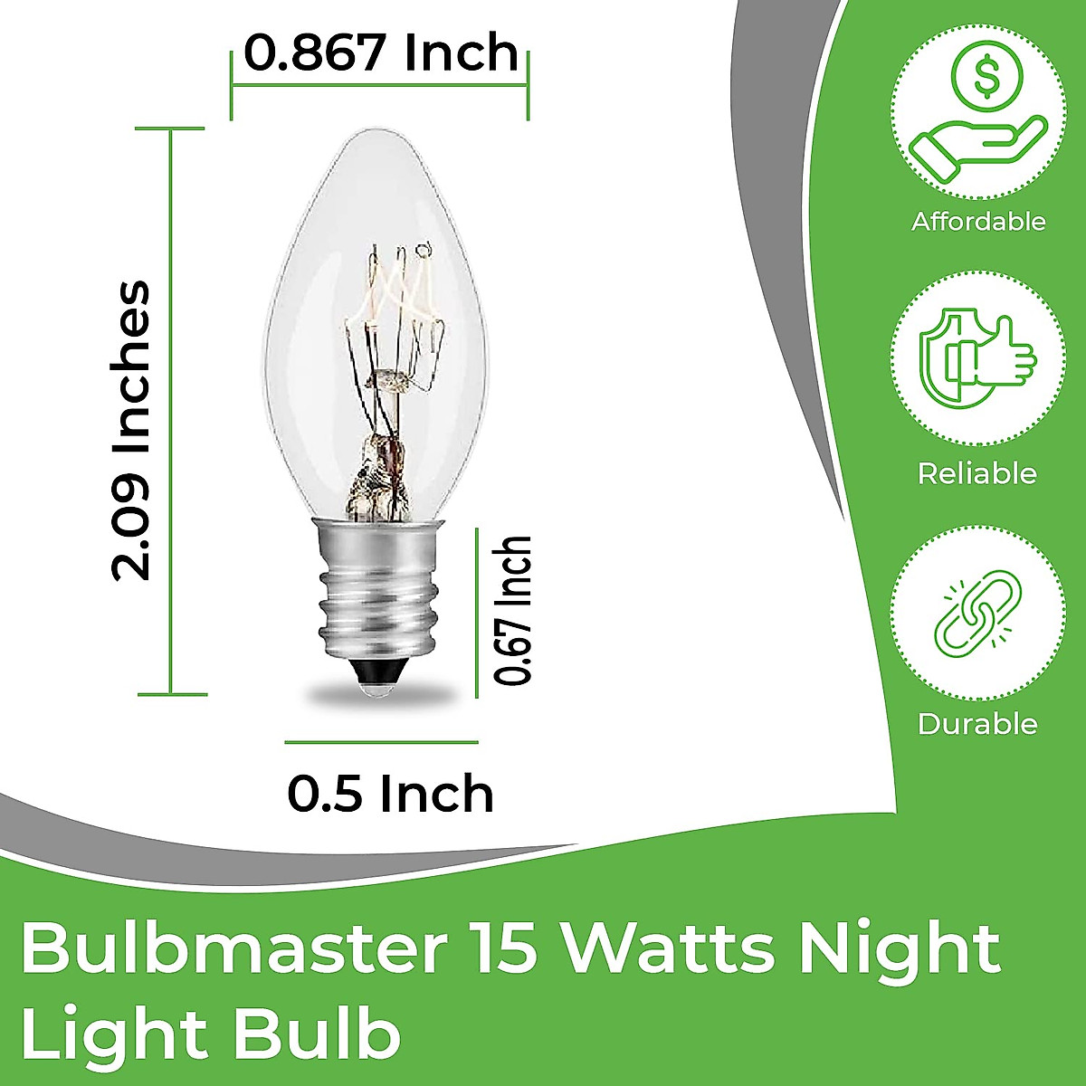 Bulbmaster 15 Watts C7 Replacement Light Bulbs for Scentsy Plug-in Warmers and Wax Diffusers, Candelabra E12 Base Pack of 10