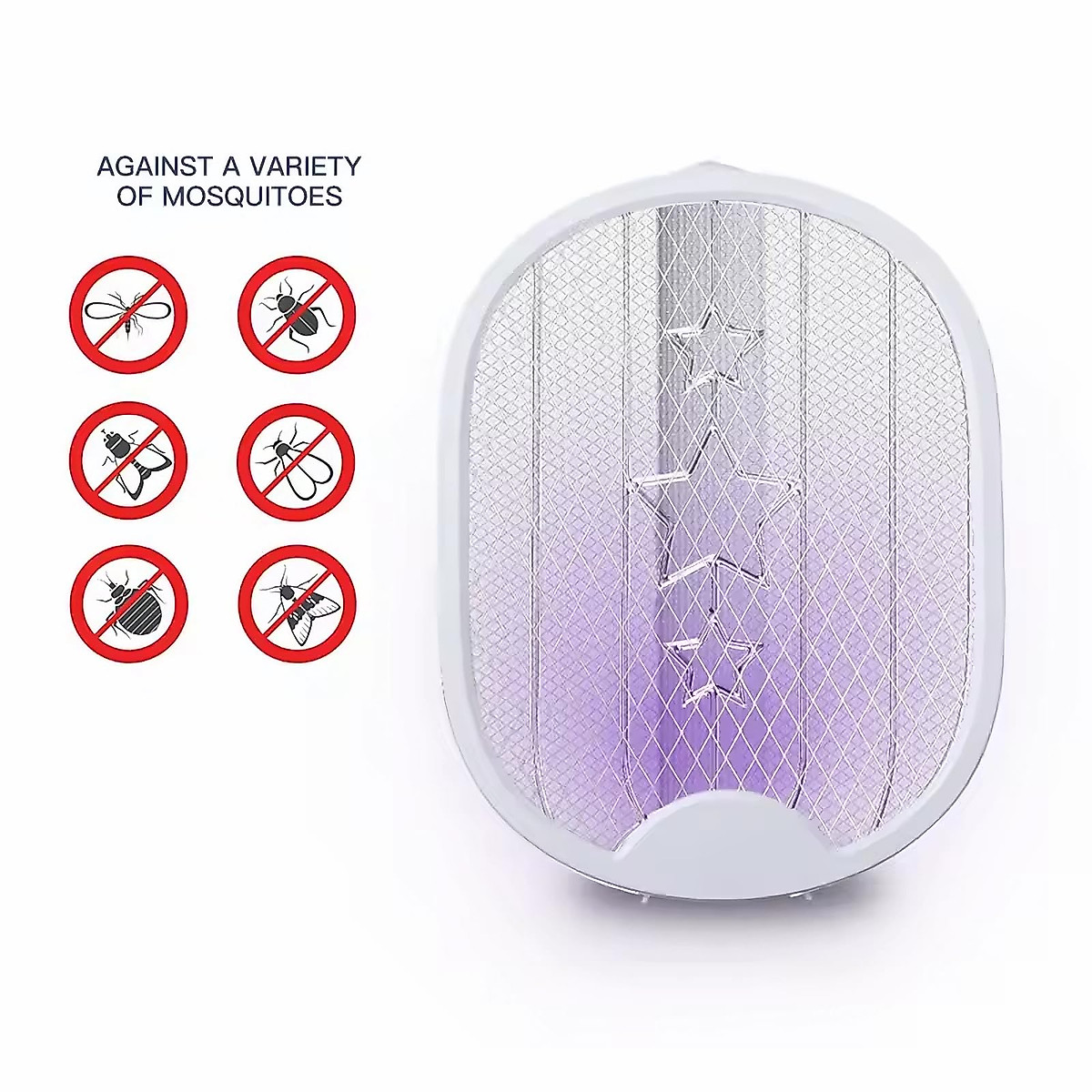Electric Fly Swatter Rechargeable - Foldable Hand Held Bug Zapper Racket - Fly Swatter Electric - Powerful Instant Insect Killer - USB Rechargeable Portable Fly Zapper - Indoor Outdoor Pest Control
