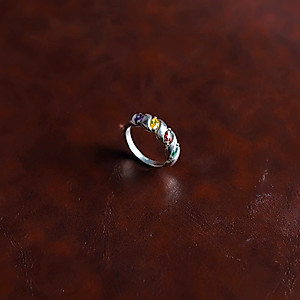 Globart Personalized Engraved Custom Name Sterling Silver Mothers Rings With Birthstones Mother Day Ring for Women Mom Children Daughter 4 Stone Family Grandmother Birthstone Jewelry Grandma Gifts