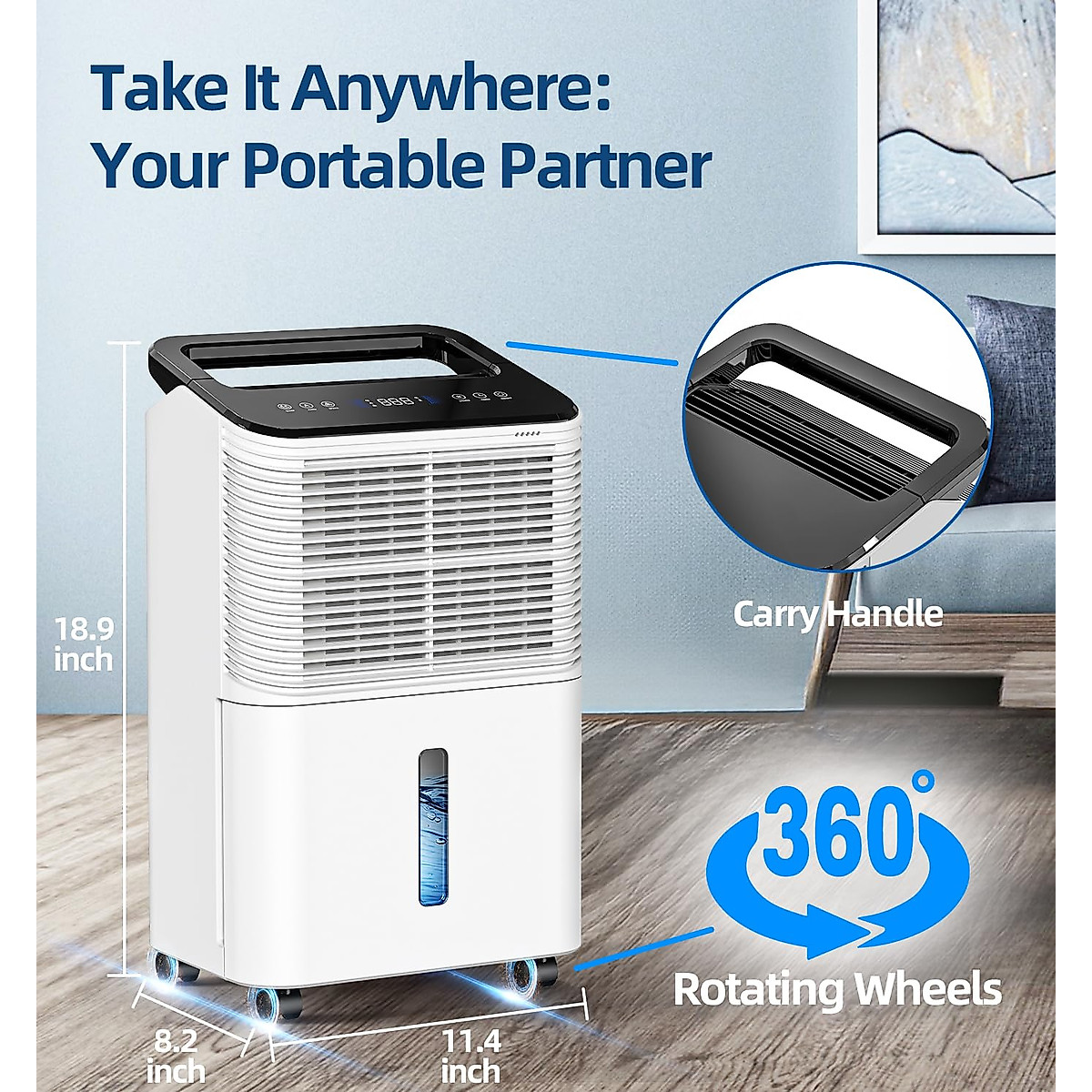 TABYIK 30 Pint Dehumidifier for Basement, with Drain Hose for Large Bedroom Bathroom, with Auto Humidity Control, 24H Timer