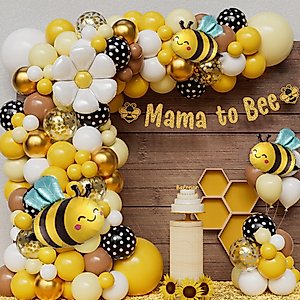 Yellow Bee Balloon Garland Arch Kit with 144Pcs Blush White Brown Gold Latex Balloons For Sweet Sunflower Themed Baby Shower Wedding Birthday Gender Reveal Party Decorations (Yellow White Coffee)