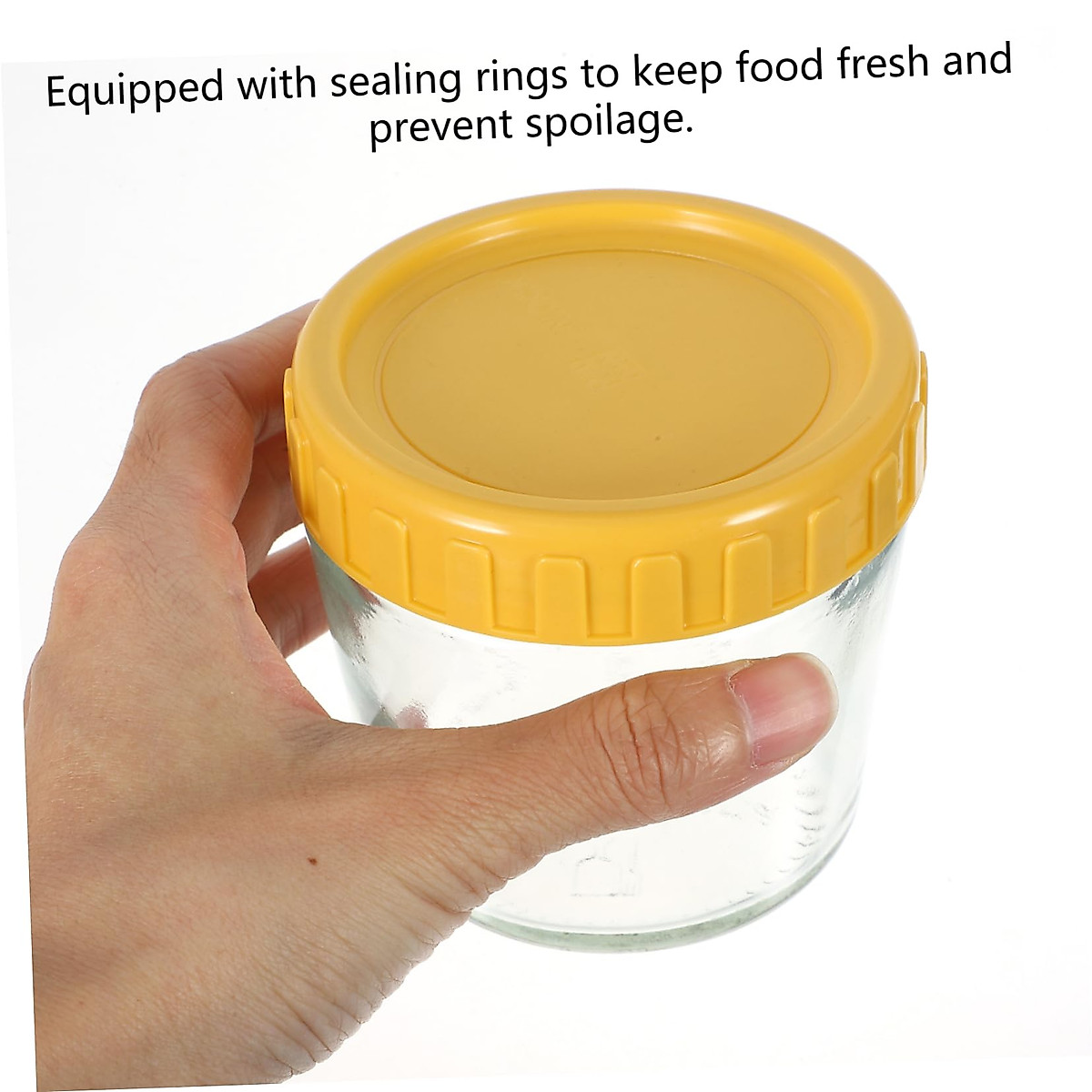 KICHOUSE 4Pcs Leakproof Glass Food Storage Containers with Lids Reusable Yogurt Cups Airtight Glass Jars for Snacks Meal Prep and Kitchen Organization