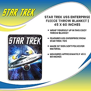 Star Trek: The Original Series USS Enterprise Plush Throw Blanket | Soft Fleece Blanket Cover, Cozy Sherpa Wrap For Sofa And Bed, Home Decor Room Essentials | Gifts And Collectibles | 45 x 60 Inches