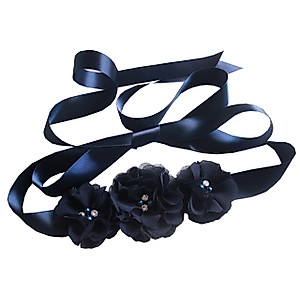Nania Bridesmaid and Flowergirls sashes wedding sash pearls flowers belts (Dark navy)