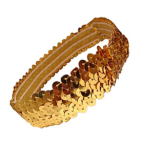 Kenz Laurenz Sequin Headbands Elastic Stretchy Headband for Girls Kids Women Flapper Roaring 20s Great Gatsby 1920s Hair Band Cute Princess Head Bands (Gold)
