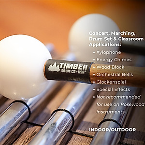 Timber Drum Co. T2HP, MADE IN U.S.A. Pair of Hard Polymer Mallets for Energy Chime, Xylophone, Wood Block, and Bells