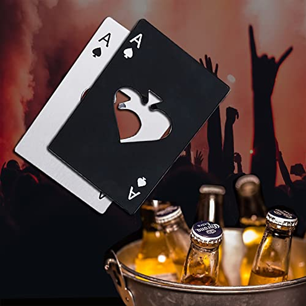 Airoads Ace Of Spades Bottle Opener Credit Card Size Pocker Cap Opener Portable Stainless Steel Can Opener (2 Pack Black & Silver)