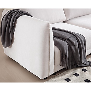 CIMOTA Oversized Corner Modular Sectional Fabric Sofa, 107 Inch Large 4 Seater Sofa Set, L Shaped Corner Sectional Cloud Sofa Couch for Living Room and Office, 3 Seat and 1 Middle Corner, White