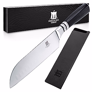 Brooklyn Knife Co. Santoku Knife - Japanese Seigaiha Series - Etched High Carbon Steel 7-Inch