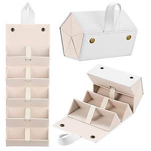 MoKo Sunglasses Organizer with 5 Slots, Foldable Travel Glasses Storage Case Holder Eyewear Display Box, White