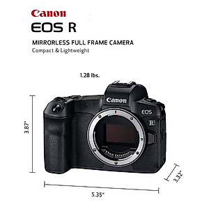 Canon EOS R, Vlogging and Content Creator Camera 4K UHD, Digital Single-Lens Non-Reflex AF/AE, 0.76 Magnification, OLED Color Electronic Viewfinder, CMOS Sensor, Mirrorless, Full-Frame (Body Only)