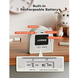 LIORQUE 60 Minute Visual Timer for Kids, Rechargeable Visual Countdown Timer Clock Kids Timer for Classroom, Desk Pomodoro Timer with 'Rainbow' Pattern Design and Magnetic Back