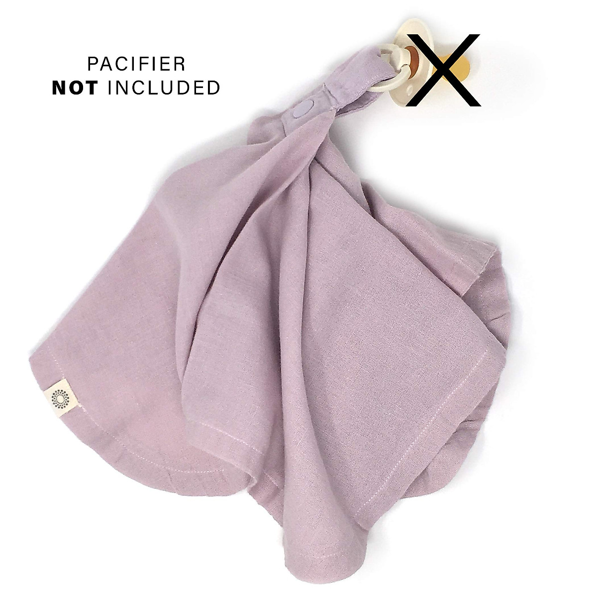 Kishu Baby Indi Organic Paci Blanket - Fairtrade & GOTS Certified 100% Organic Cotton Muslin Mini Baby Blanket with Snap to Secure Baby Pacifier - Pacifier Not Included (Lavender)