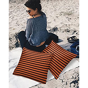 Halloween Pillow Covers Simple Stripe Halloween Lumbar Throw Pillow Cover for Patio Furniture Geometric Pattern Outdoor Waterproof Pillowcases Set of 2 Cushion Case for Sofa Couch Chair 20x12in