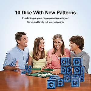SOONALL 10pcs Dices, 6 Sided Dices with Number 1-6, Square Edged D6 Polyhedral DND Dice Set for Table Board Game(blue)