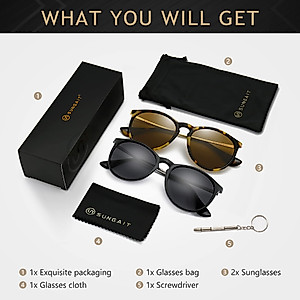 SUNGAIT Vintage Round Sunglasses for Women Men Classic Retro Designer Style