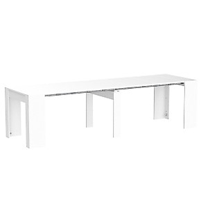 SSLine Rectangular Extendable Dining Table 35"-118" Super Long Conference Meeting Table for 6 8 12 People Modern White Expandable Kitchen Tables for Home Office Computer Table