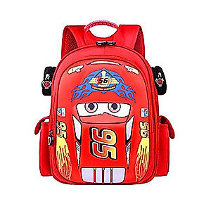 QWZY Kid Toddler Boys Girls Backpack Waterproof Cartoon Truck Car Child Snack School Bag Kindergarten Backpack (Red)