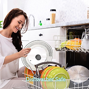 WishDirect Universal Lid for Pots Pans and Skillets - One Lid Fits All 8.25-12 Inch Pots Frying Pans Skillets Woks, Replacement Pot Lid with Upgraded Heavy Duty Heat Resistant Silicone Handle, Gray