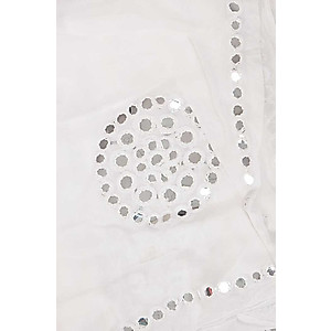 Indian Hawker Plastic Mirror Work Chiffon Embellished Dupatta For Women's & Girls With Fringing Off White-2.25 Meter (IH-ADP-DPT-16A)