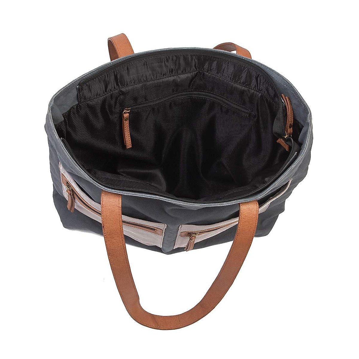 Mona B. Hyde Slate Upcycled Canvas Shoulder Bag with Vegan Leather Trim MD-5710