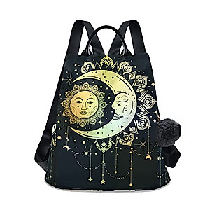 ALAZA Boho Sun Moon Backpack Purse for Women Travel Casual Daypack College Bookbag Work Business Ladies Shoulder Bag