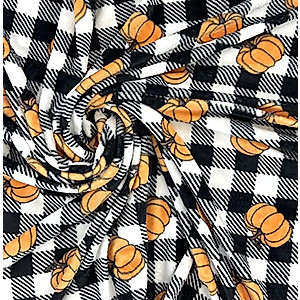 Fall Decor Throw Blanket: Modern Farmhouse Country Black and White Check with Orange Pumpkins for Living Room Couch Bed Chair Dorm