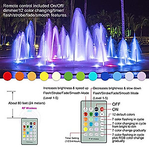 HONGUT Battery Operated Pond Lights, Waterproof Submersible LED Lights with RF Remote, 12 Colors Underwater Bathtub Shower Lights with Suction Cups for Pool, Pond Aquarium, Garden，Fish Tank, 2 Pack
