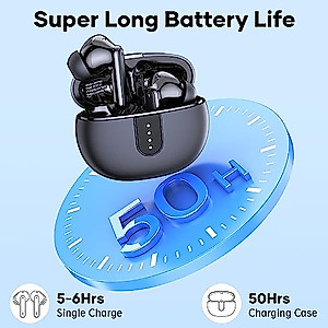 Wireless Earbuds Bluetooth Earphones Clear Call with Charging Case, Bluetooth 5.3 Ear buds Built in Noise Cancellation Microphone, IPX7 Waterproof Headphones, 50 Hrs Compatible with iPhone & Android