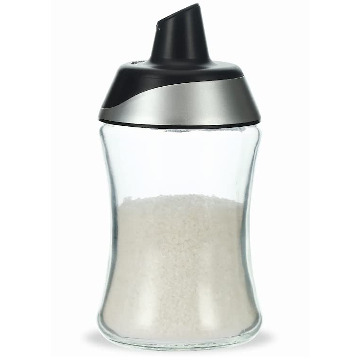 J&M DESIGN Sugar Dispenser w/Pour Spout For Coffee Bar Accessories, Tea Organizer Station Essentials, Coffee Gifts & Kitchen Baking w/Easy Spoon Pouring Shaker Lid - 7.5oz Glass Jar Container Bowl