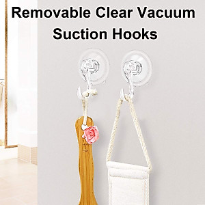 Suction Cup Hooks, 8PCS Heavy Duty Vacuum Strong Suction Cups with Hooks Large Clear Reusable Suction Cup Hook for Shower Bathroom Towel Window Glass Kitchen Utensils and Christmas Wreath Hanger