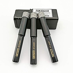 DT-DIATOOL Dry Diamond Drill bits with Hex Shank for Porcelain Tile Ceramic Diameter 12mm Pack of 3