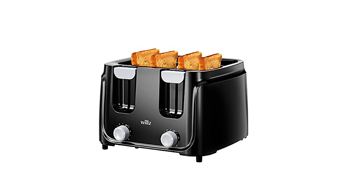 Willz 4-Slice Toaster with Wide Slots & 6 Browning Levels