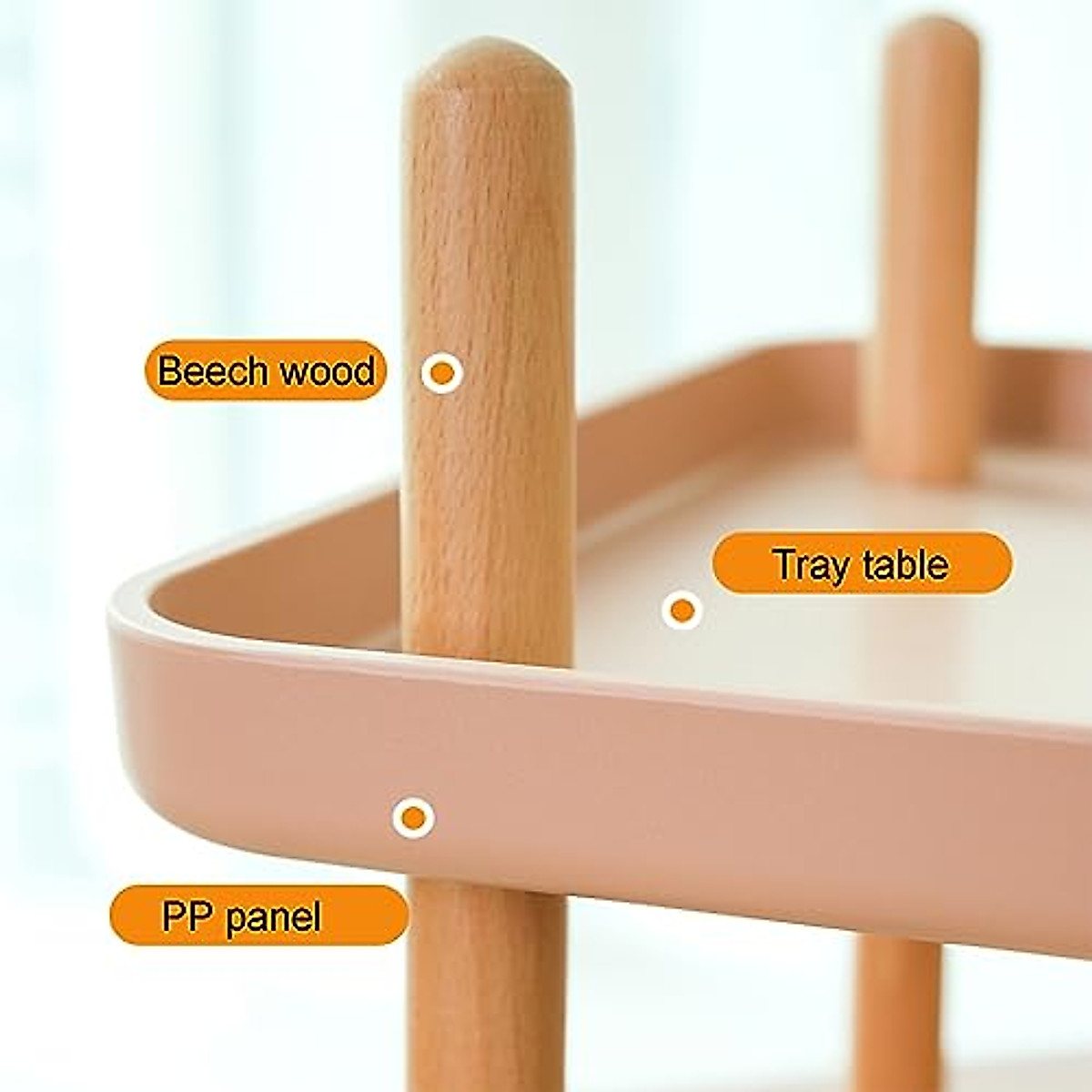 POCHY Multipurpose Catering Trolley Movable Serving Cart Kitchen Trolley Kitchen Rolling Storage Cart Universal Wheel Beech Bracket PP Tray Load 25Kg (Color : White, Size : 19.7x13.8x24.4in)