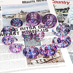 Qmcandy 12pcs Big Gauges Spiral Ear Stretching Kit 00G-20mm Large Acrylic Spiral Set, Rainbow Glitter