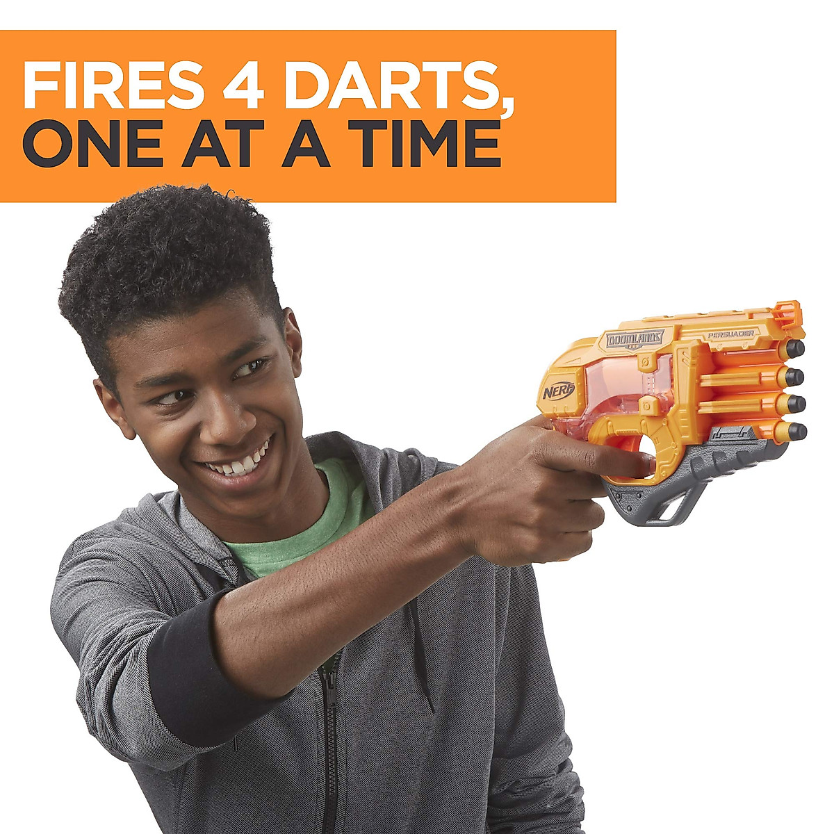 NERF Persuader Doomlands Toy Blaster With Hammer Action And 4 Official Nerf Doomlands Darts For Kids, Teens, And Adults