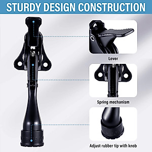 6 Pieces Heavy Duty Door Stops for Bottom of Door 6 Inch Kickdown Door Stops Black Metal Doorstop with Adjustable Rubber Tips Spring Door Stop Kick Door Stop Replacements