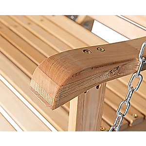 GDLF 4FT Porch Swing Chair Garden Patio Swing Bench Solid Wood Hanging Bench with Foldable Cupholder Heavy Duty Chains