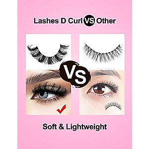 Russian Strip Lashes D Curl Fluffy False Eyelashes Wispy Fake Lashes Thick Volume Reusable Eyelashes Pack 9 Pairs by wtvane