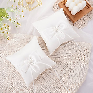 QIRMIZI Ring Pillow,Pearls Ring Cushion, Ring Bearer, Ring Holder for Beach Wedding, Wedding Ceremony, Proposal