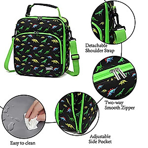 VASCHY Cute Dinosaur Backpack and Large Insulated Lunch Bag Bundle