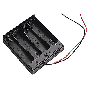 AA Battery Case Holder Switch and Cover, 4PCS DIY Battery Storage Boxes, AA 4 Bay Cell Battery Holder, 4 Slots in Parallel Black Plastic Holder Case