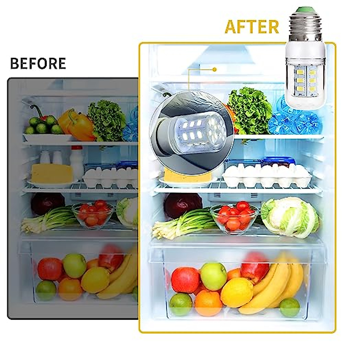 5304511738 LED Refrigerator Light Bulb for Frigidaire Crosley Ken More Refrigerator, 3.5W KEI D34L Refrigerator Bulb Replace PS12364857 AP6278388 (85V-265V White Light) - 2 Pack