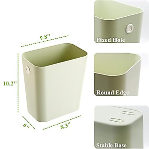 XAJH Small Plastic Trash Can with Fixed Hole, Light Green, 1.8 Gallon Capacity, 10.2"x9.7"x6"LWH