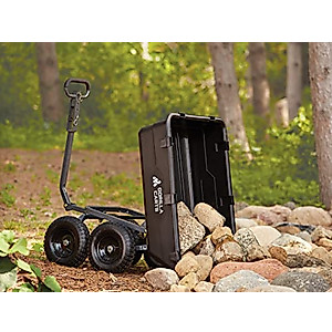 Gorilla Carts GOR6PS Poly Yard Dump Cart, Heavy-Duty Convertible 2-in-1 Handle, 1-(Pack), Black