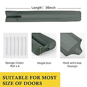 Fowong Adjustable 30" to 36" Door Guard Block - Noise/Cold Air/Wind/Breeze/Light Soundproofing Door Sweep Seal for Large Gap, Dark Gray