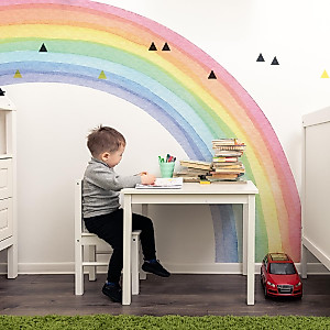 56"x64" Extra Large Rainbow Wall Stickers Precut Vibrant Half Watercolor Rainbow Wall Decals Eco-Friendly Water-Activated gummed Wall Art Sticker for Girls Nursery Kids Bedroom Living Room Wall Decor