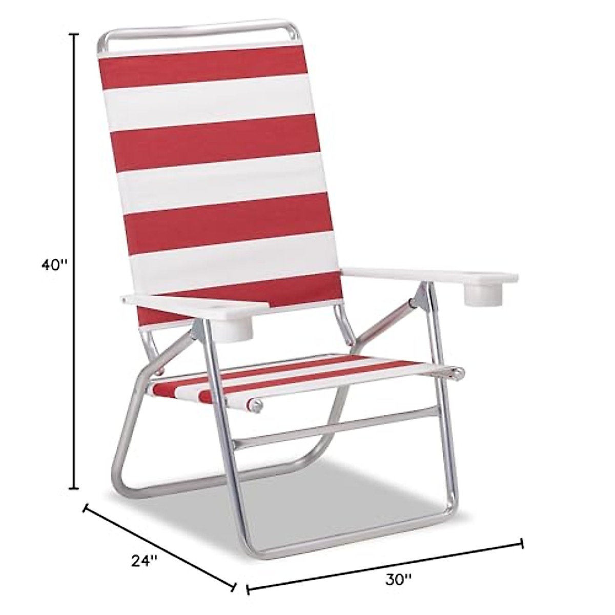 Telescope Casual M51149501 Striped Light and Easy High Boy Anodized Sliver Finish Ross Fabric Chaise, Red/White