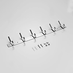 Simin&Liming Bathroom SUS304 Stainless Steel Coat Rack Wall Mounted Coat Hooks Wall Mounted Hanger Wall Hook Rack 6 Hooks for Hanging Coats Hats Jacket Clothes Available Behind The Room Door