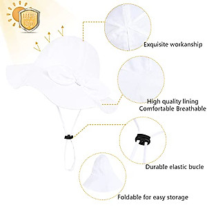 Baby Girl Sun Hat with UPF 50+ Outdoor Adjustable Beach Hat with Wide Brim Bucket Hats (0-6 Months, 1pcs-White, 0_Month)
